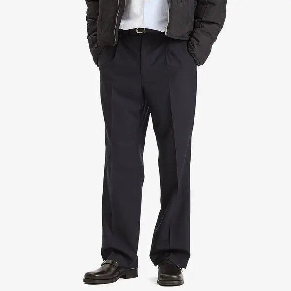 Auralee Super Fine Tropical Wool Slacks In Top Dark Navy - 35% Off